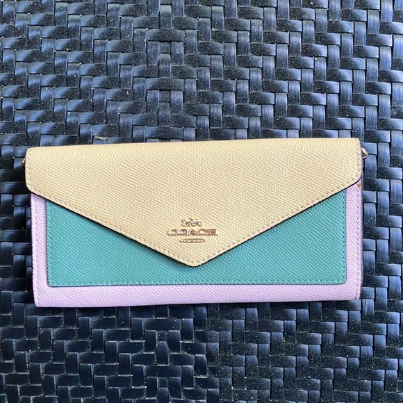 Coach | Bags | Coach Slim Wallet Colorblock Pastels Envelope Style ...